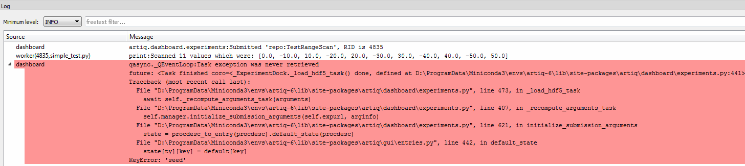 gui: KeyError: 'seed' when loading parameters from a HDF5 file for an experiment with a ...