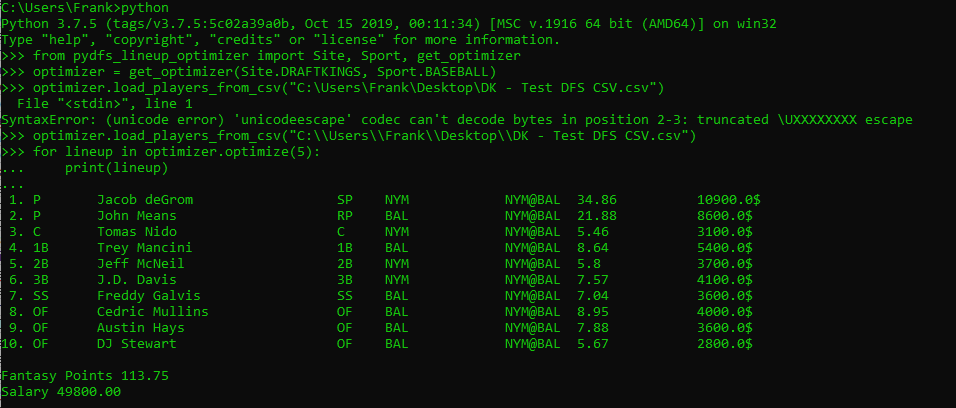 MinGameRules Not Working · Issue #275 · DimaKudosh/pydfs-lineup-optimizer · GitHub