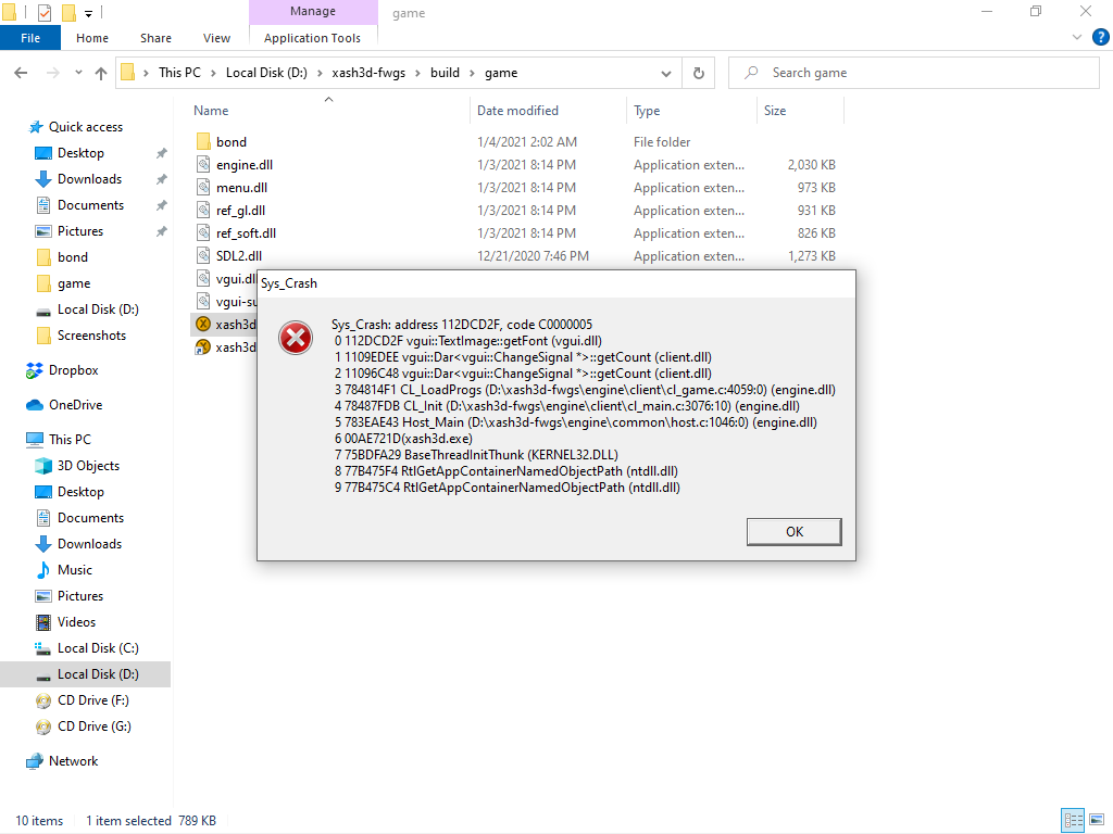 Sys_Crash · Issue #277 · FWGS/xash3d-fwgs · GitHub