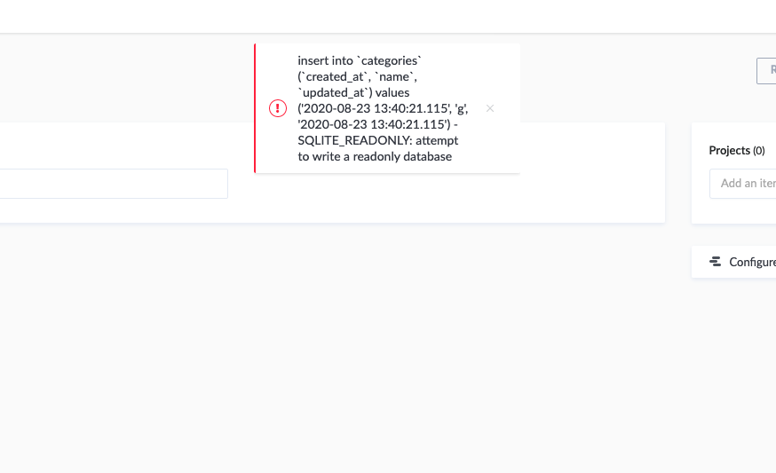 Sqlitereadonly Attempt To Write A Readonly Database When I Try To Edit Or Add Something In