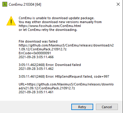 Cmder doesn't work unable to update ConEmu · Issue #2610 · cmderdev/cmder · GitHub
