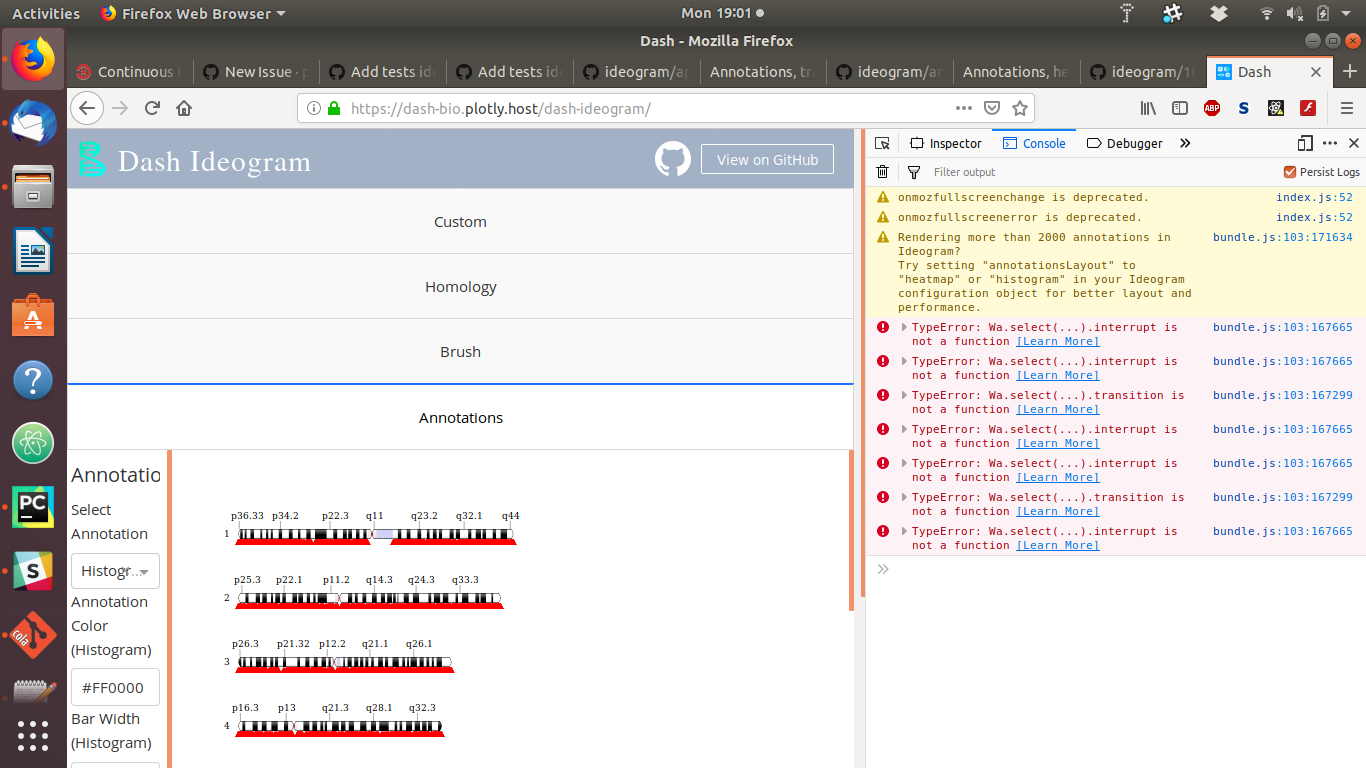 Errors in Ideogram component showing up in its demo app · Issue #203 · plotly/dash-bio · GitHub