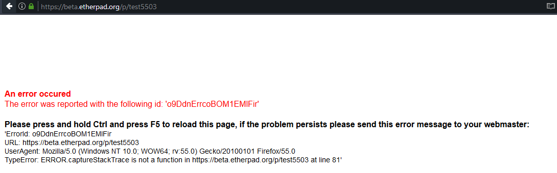Etherpad having strange JS issues on Firefox 55.0.3 · Issue #3254 · ether/etherpad-lite · GitHub