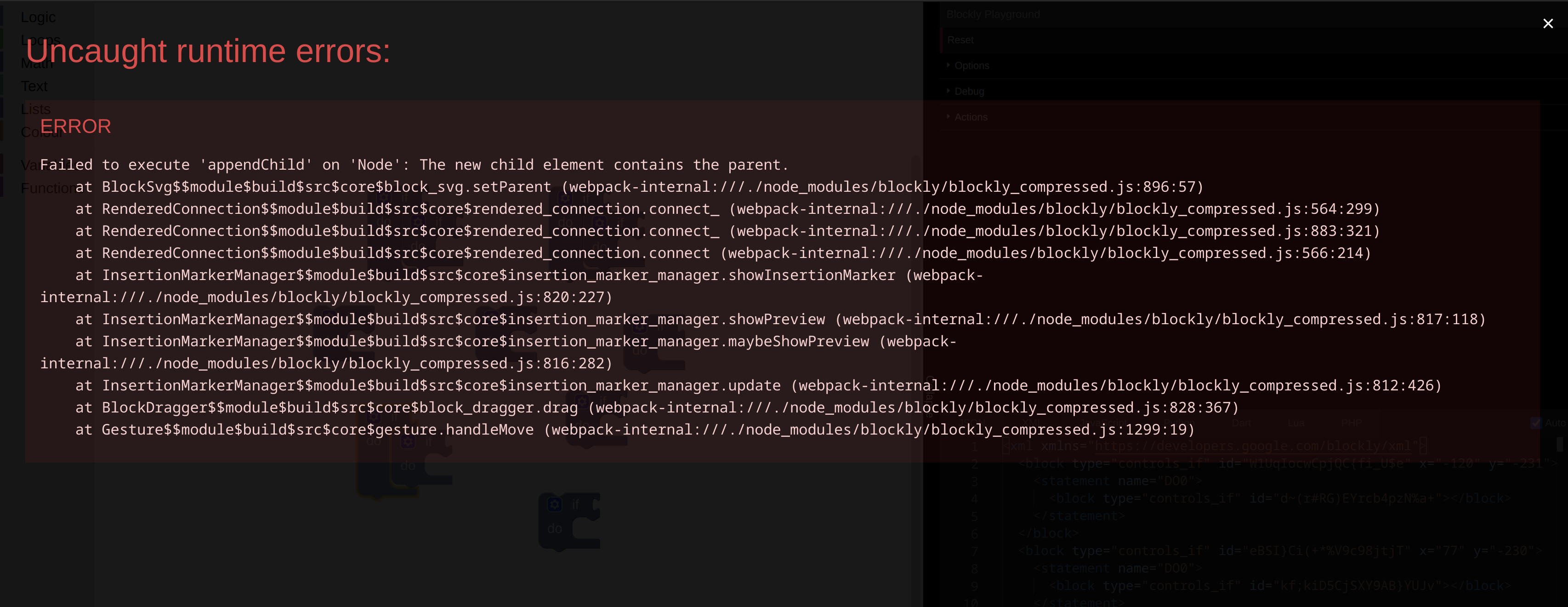 Insertion previews become real blocks in v10.1.x · Issue #7383 · google/blockly · GitHub