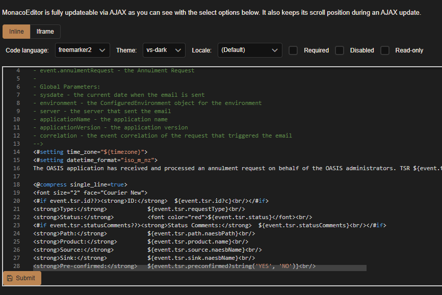 MonacoEditor: Add FreeMarker language and example · Issue #710 · primefaces-extensions ...
