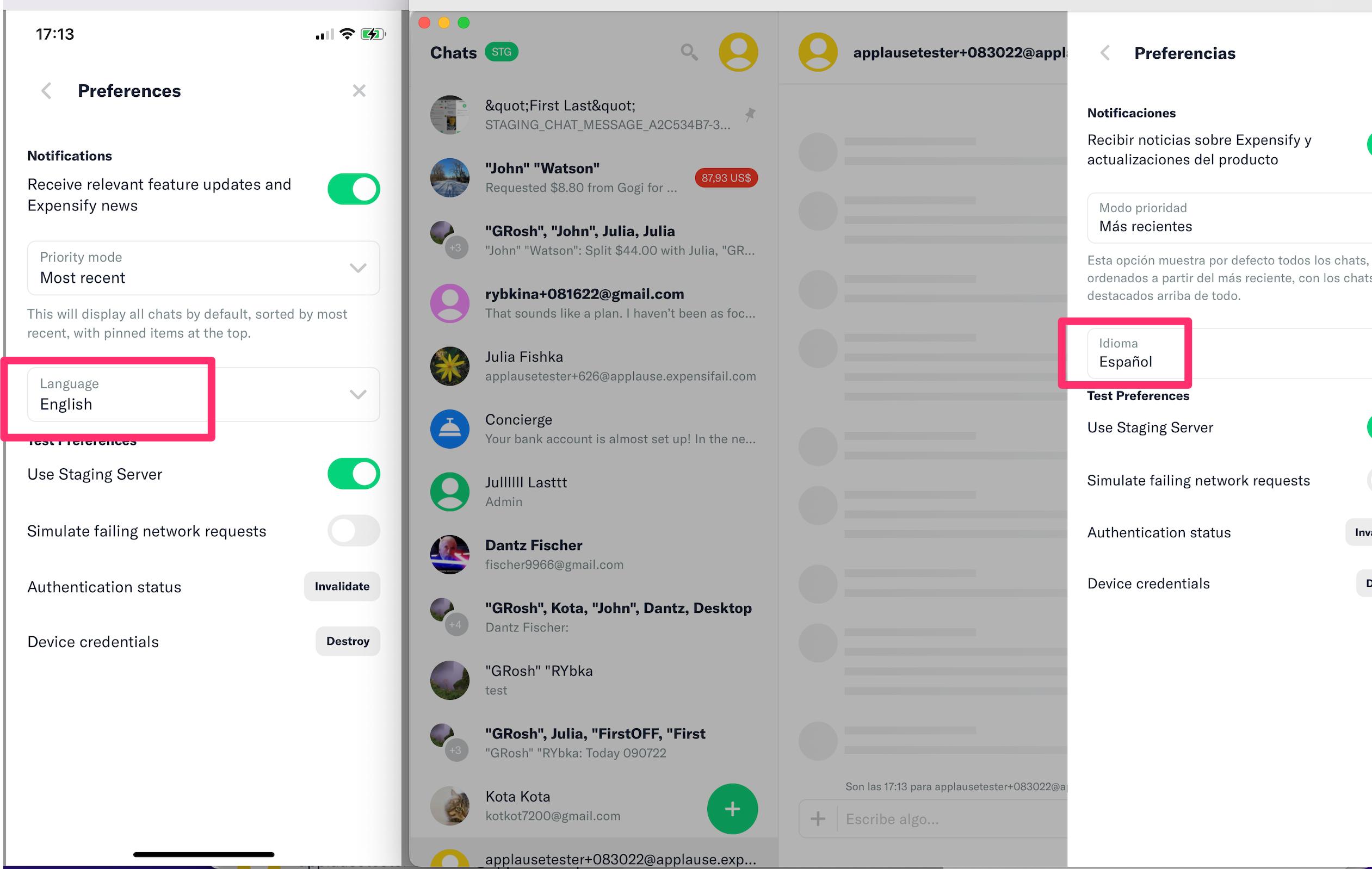 Offline- Changing language English to Spanish in offline in device 1 is ...