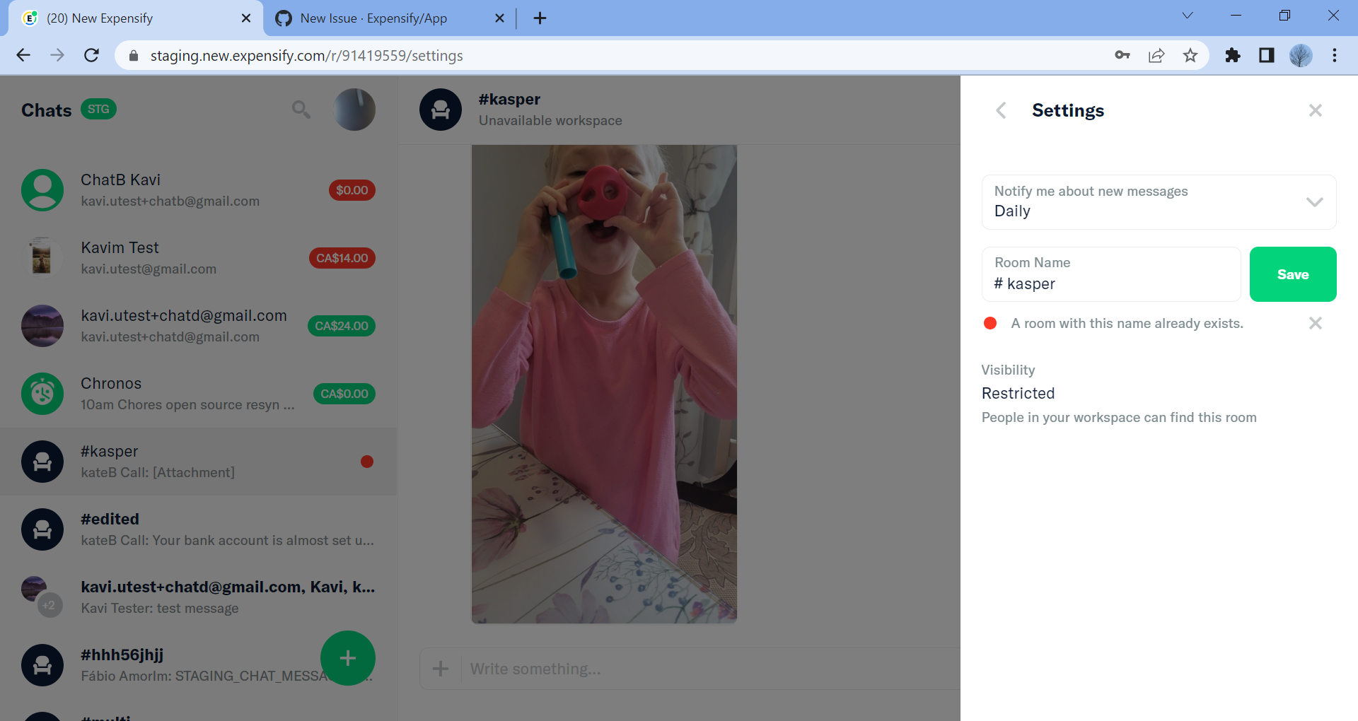 [HOLD for payment 2022-10-20] [$250] BUG: "A room with this name ...