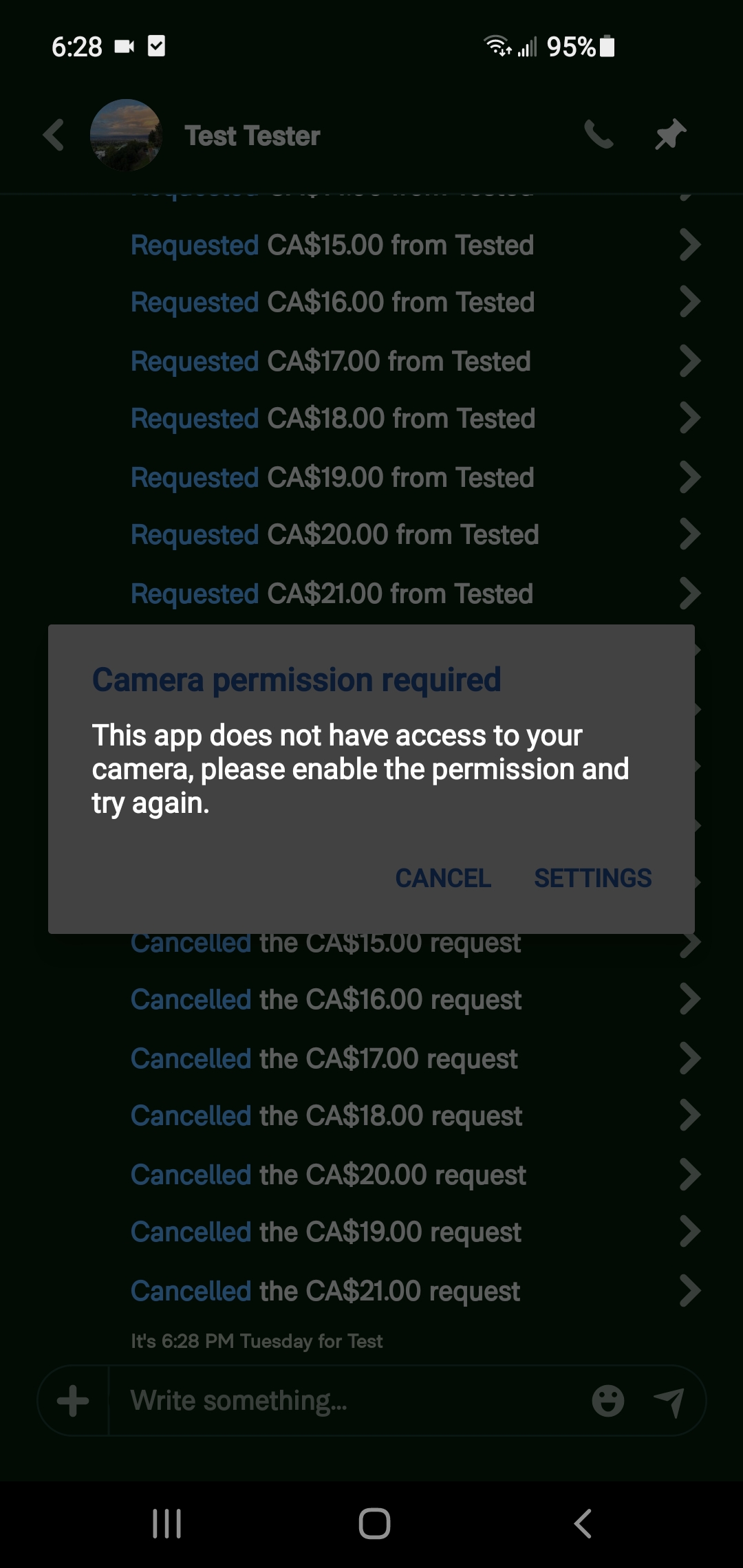 [HOLD for payment 2023-02-15] [$1000] Camera and storage permission alerts' title and ...