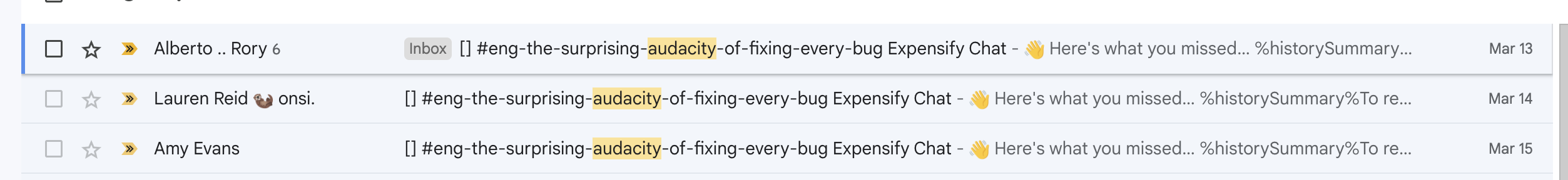 Gmail preview for chat room summaries shows `%historySummary%` · Issue #16059 · Expensify/App ...