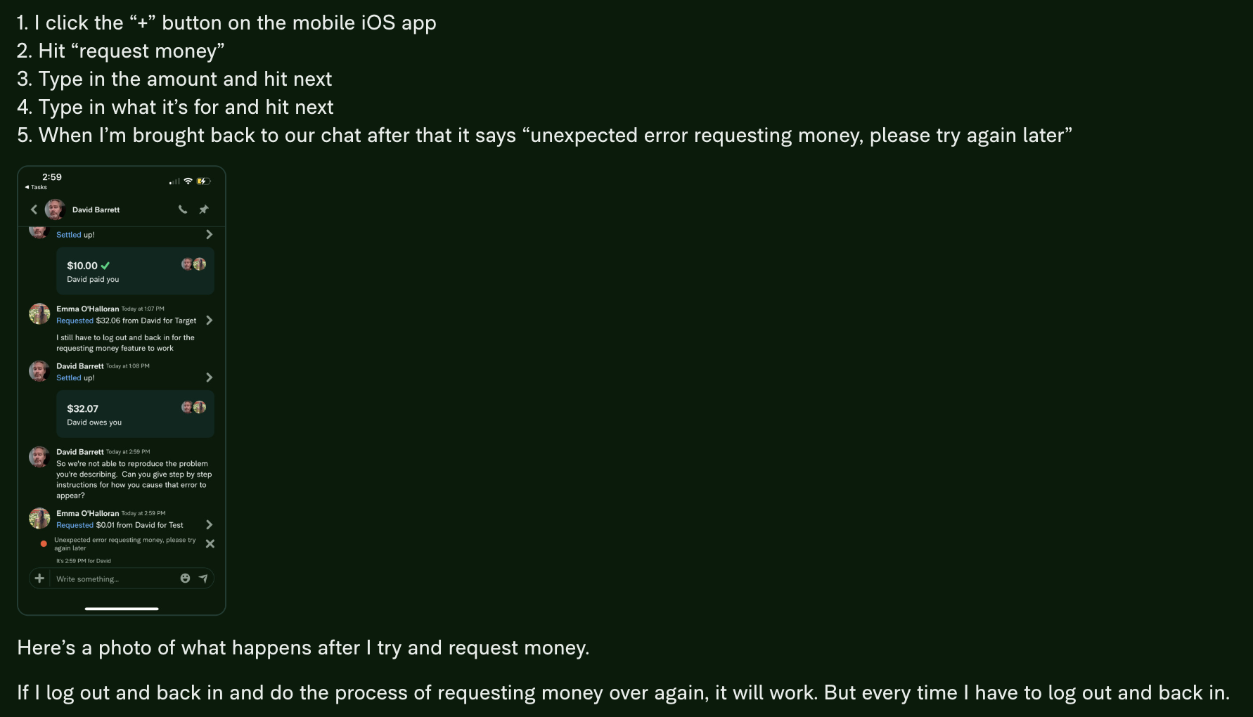 [$1000] IOU - Request money flow breaks on second time after the 1st one paid · Issue #16105 ...