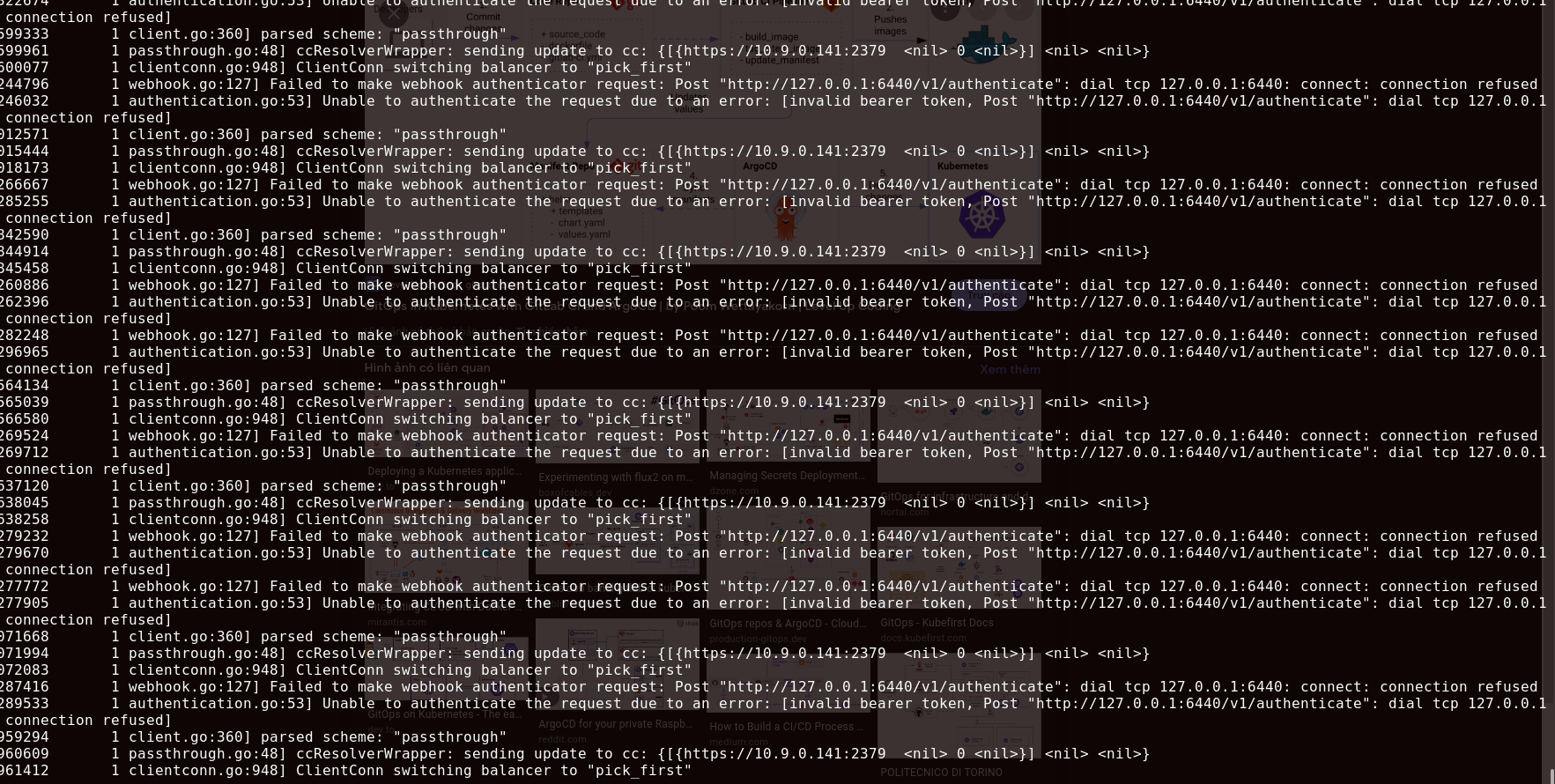 Failed to make webhook authenticator request: Post "http://127.0.0.1:6440/v1/authenticate": dial ...