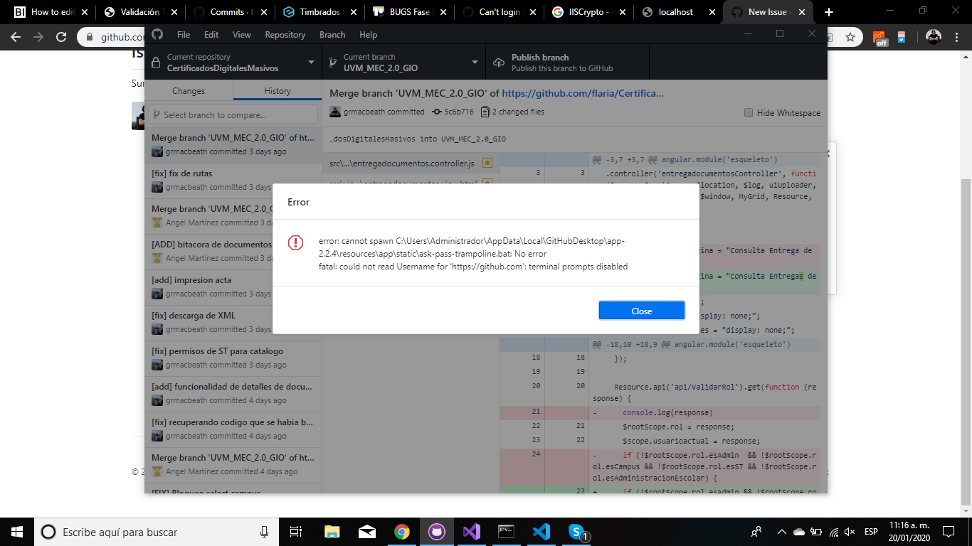 ERROR: CANNOT SPAWN C:/ ask-pass-trampoline.bat :NO ERROR FATAL: Could not read USERNAME from ...