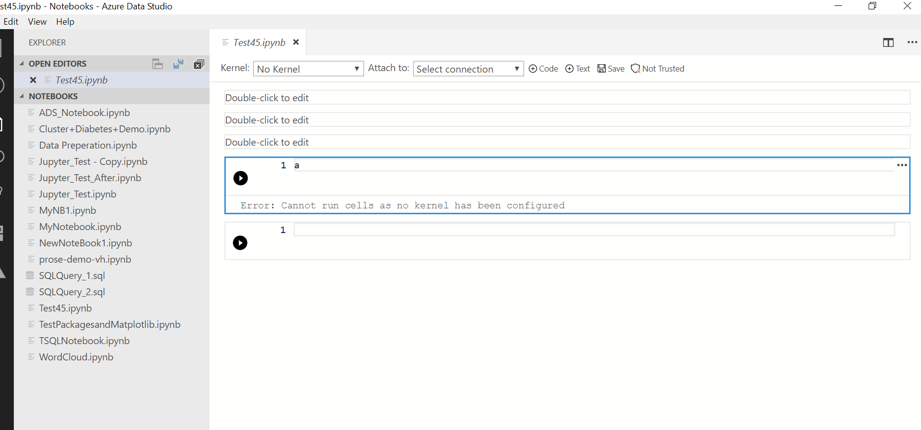 Running empty code cell doesn't give any message · Issue #3430 · microsoft/azuredatastudio · GitHub