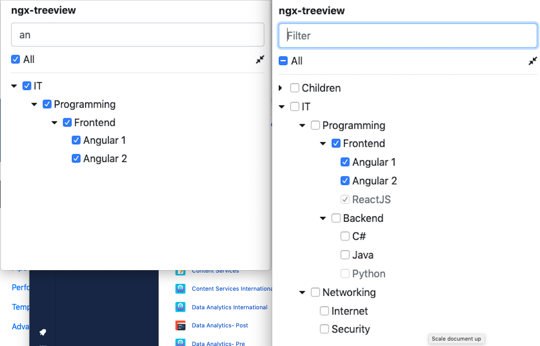 Parents that are fully selected (checked) during a search and which ...
