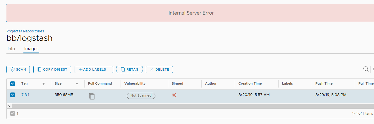 no meaningful error message returned when action like retag etc. exceeding the quota · Issue ...
