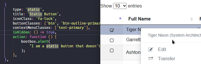Cannot Get Static Context Menu Item To Display · Issue 7 · Torrobinsondatatables Contextual