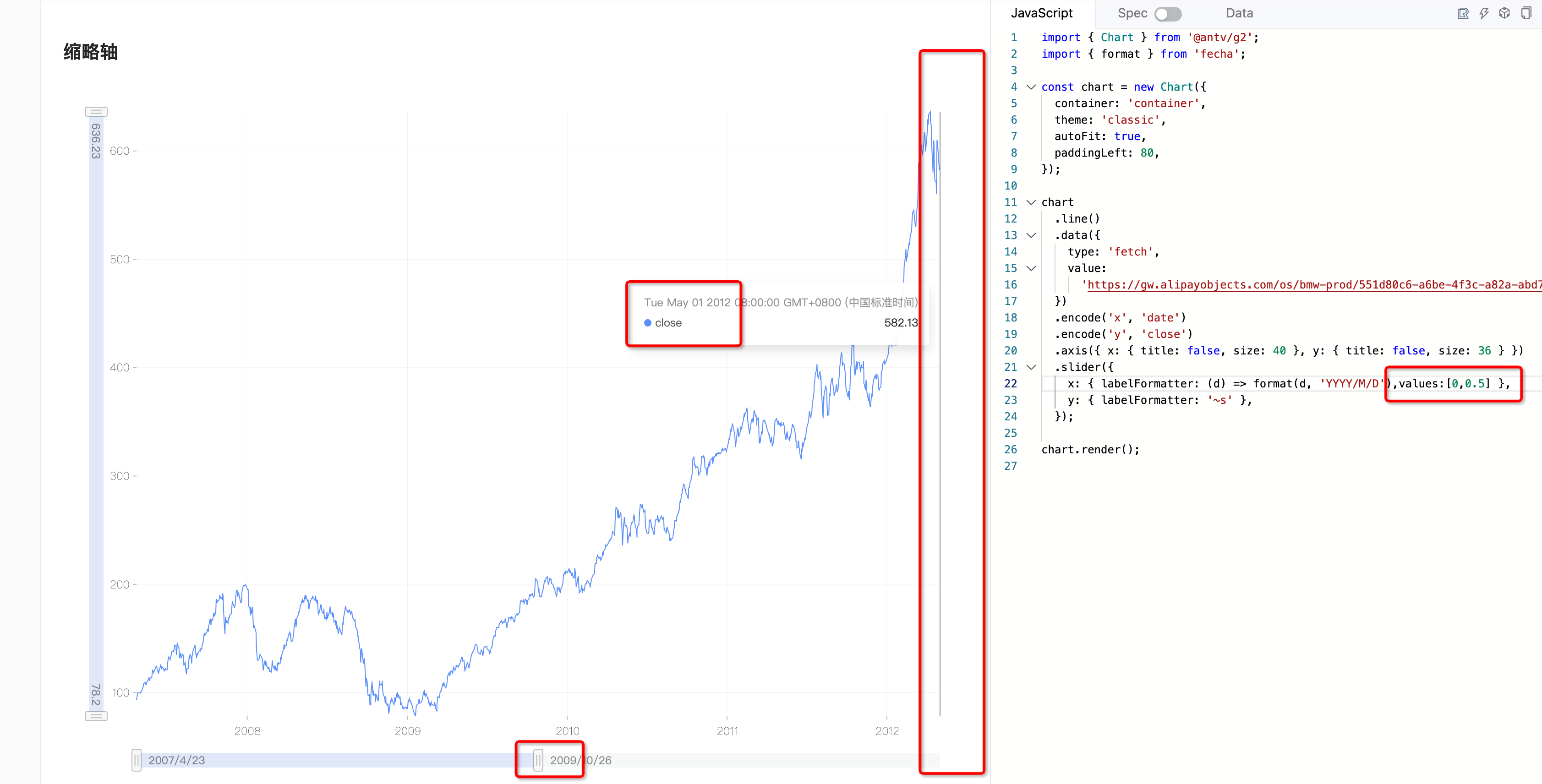 [V5] slider 设置初始值时图表展示区域未随之变化 · Issue #5424 · antvis/G2 · GitHub
