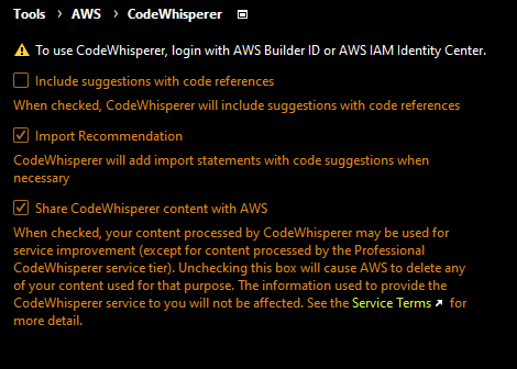 AWS Builder ID connection not recognised by CodeWhisperer in PyCharm · Issue #3721 · aws/aws ...