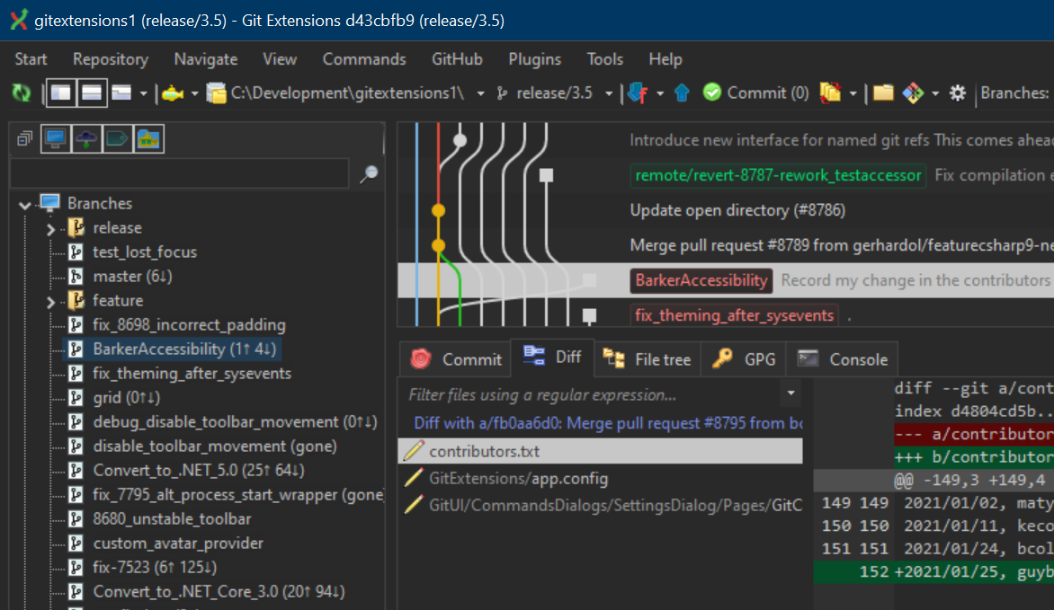 [theming] Different selection colour · Issue #8818 · gitextensions/gitextensions · GitHub