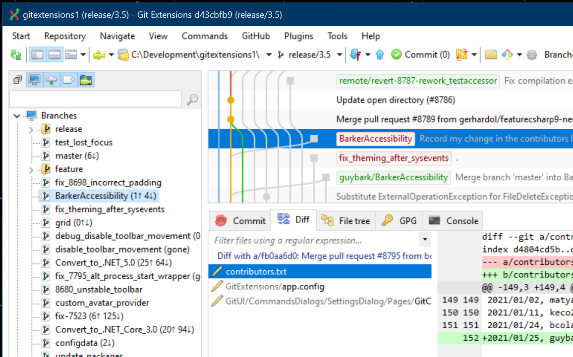[theming] Different selection colour · Issue #8818 · gitextensions/gitextensions · GitHub