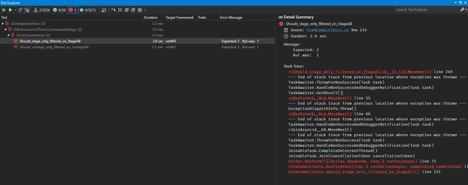 Flaky `FormCommit` stage/unstage filtered tests · Issue #9104 ...
