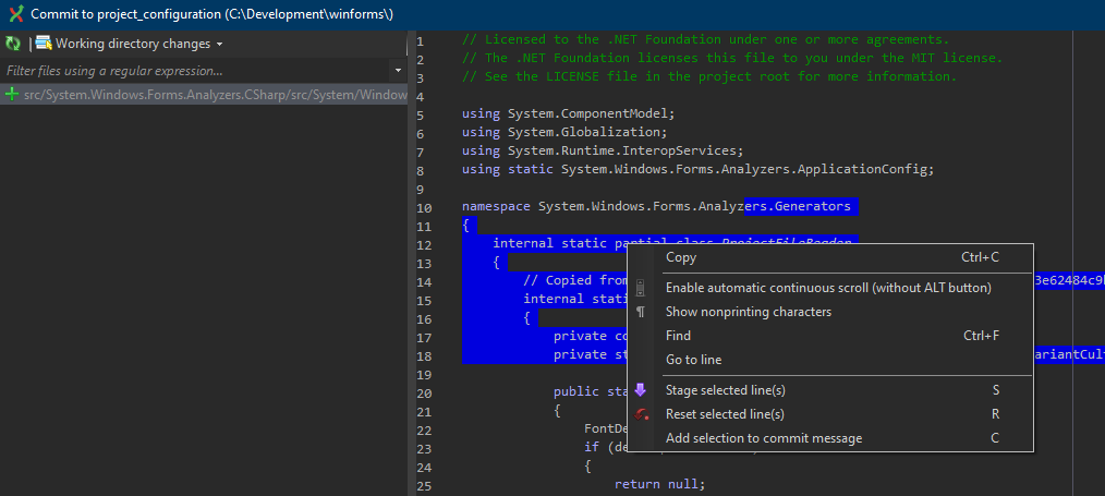 Broken hunks stage/unstage for new files · Issue #9280 · gitextensions/gitextensions · GitHub