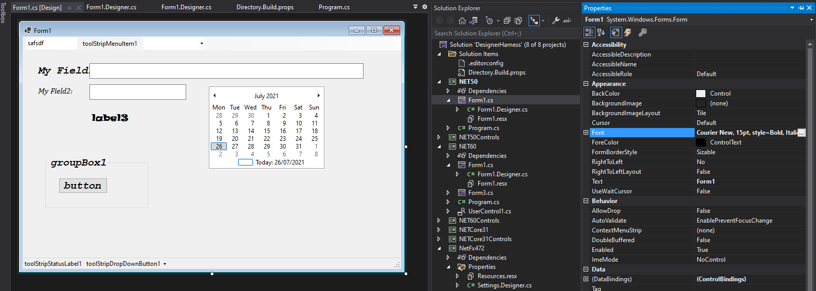 Menus and *Strips and SplitContainer controls do not respect ...