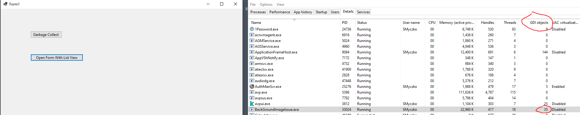 NET5.0.9 ListView BackgroundImage GDI object leak · Issue #5717 · dotnet/winforms · GitHub