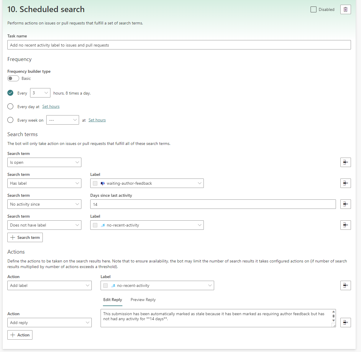 Tweak "Add no recent activity label to issues and pull requests" task by RussKie · Pull Request ...