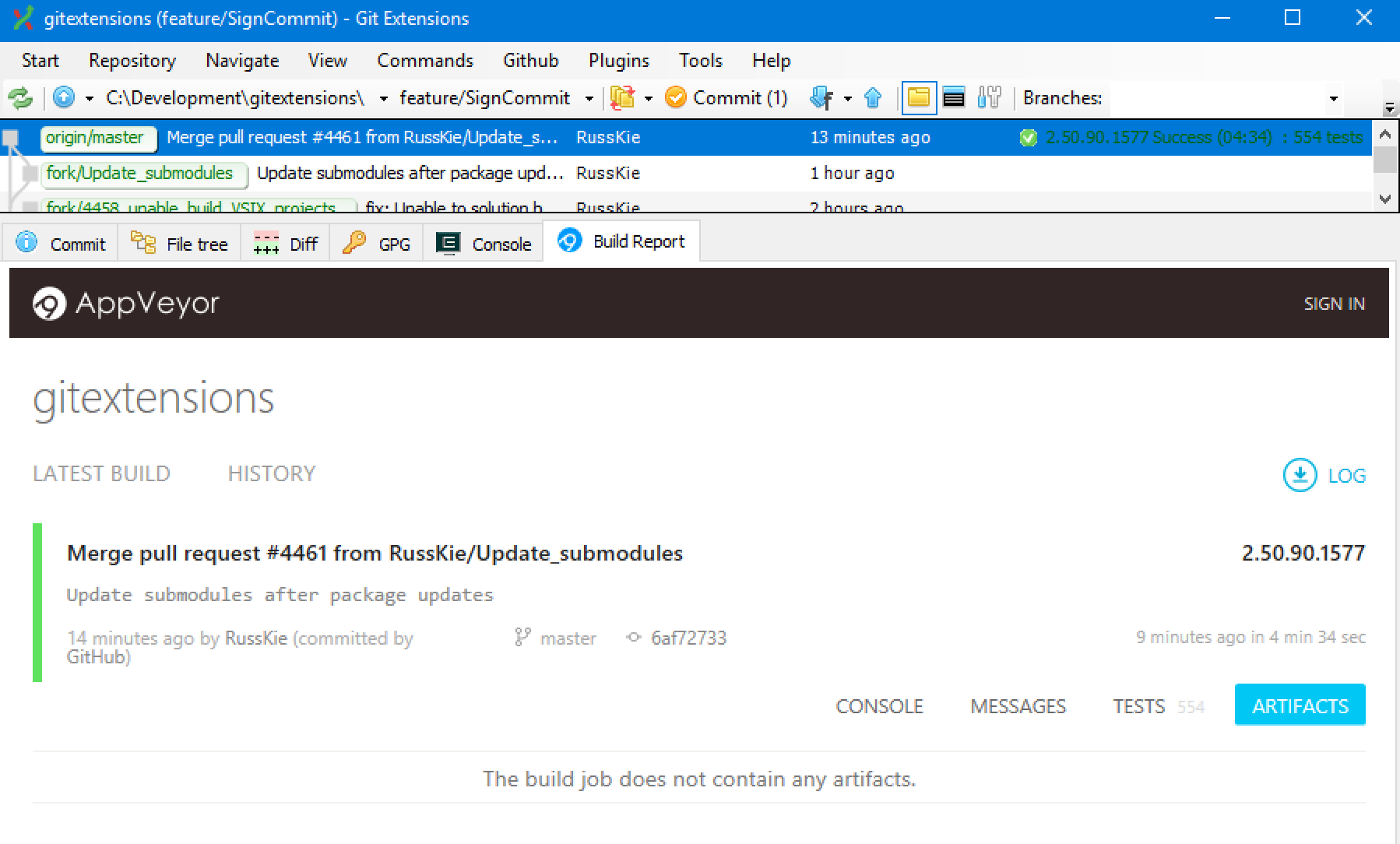 Appveyor doesn't provide build artifact · Issue #4462 · gitextensions/gitextensions · GitHub