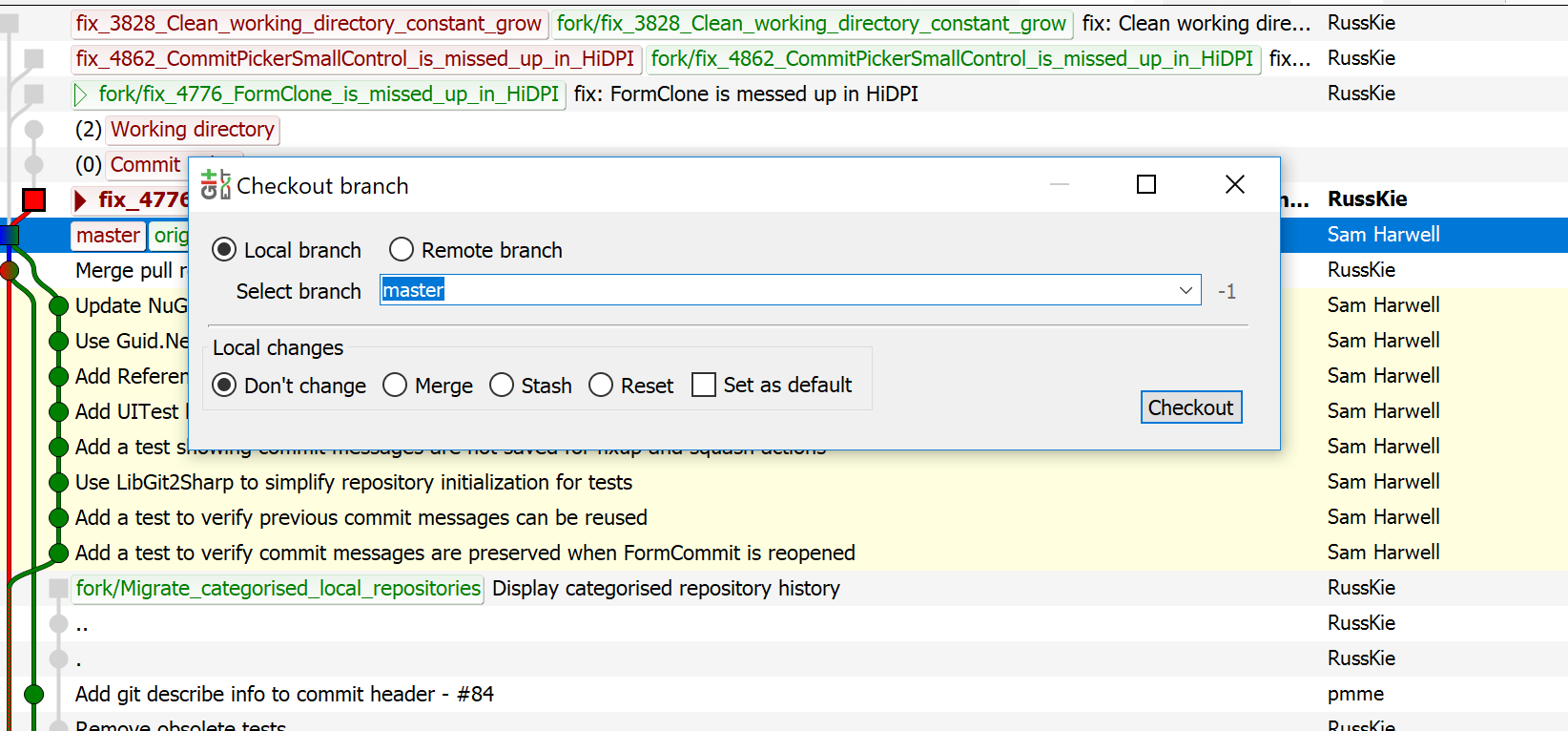 Confirmation when checking out another branch while having uncommitted changes · Issue #2143 ...