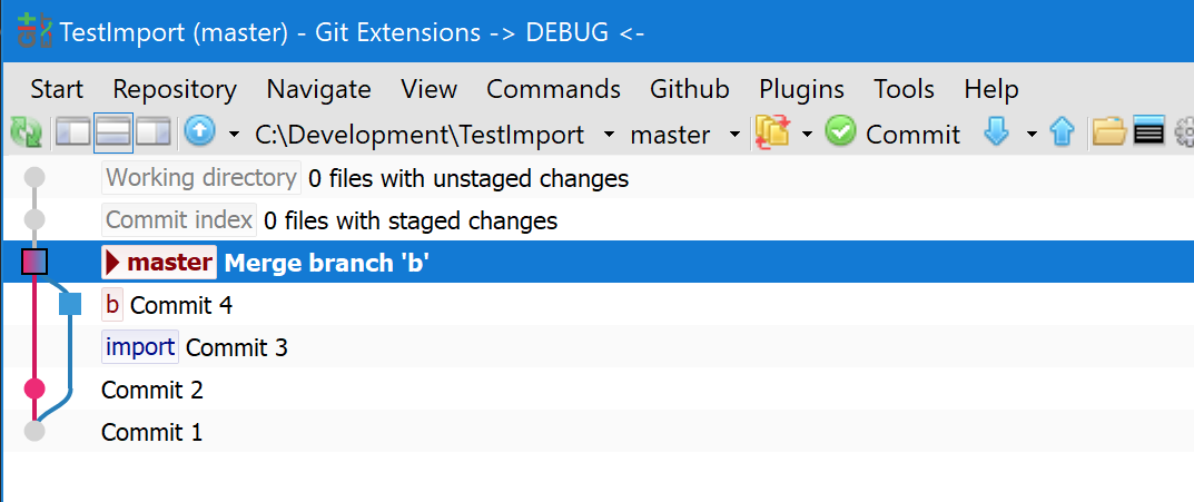 Revision graph does not draw single-commit imports that are adjacent to ...
