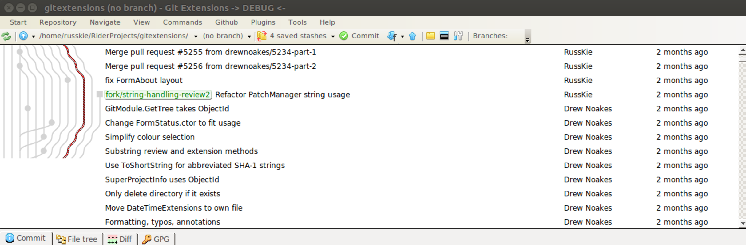 Branch visualization stops after a number of commits. · Issue #5447 ...