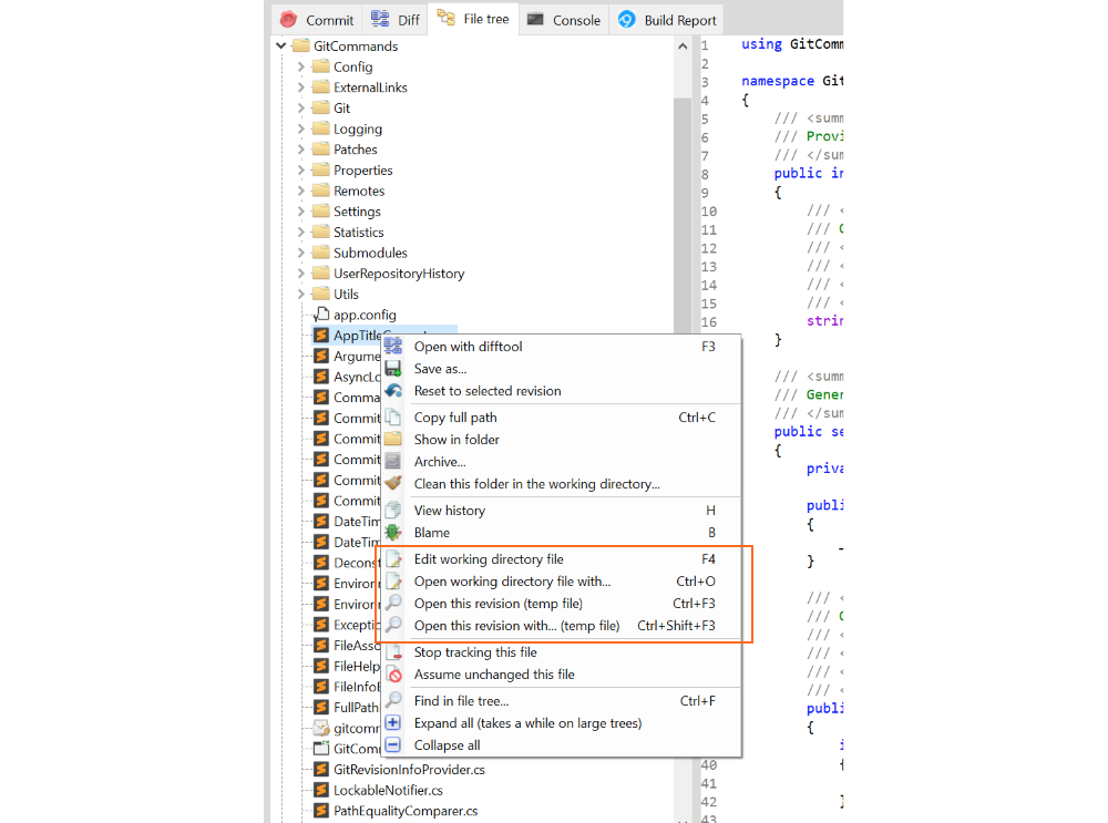 Incorrect context menu items in commit diff tab · Issue #6296 · gitextensions/gitextensions · GitHub