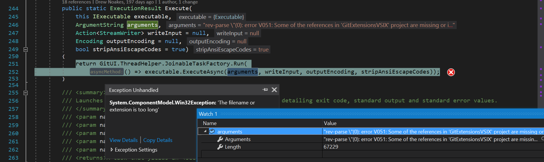 Application crashes when selecting "Go to commit" and having big ...
