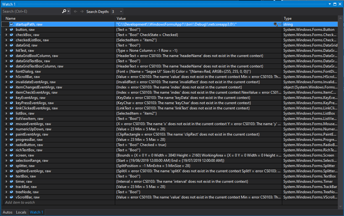 Review: correctness of VS visualizers · Issue #1102 · dotnet/winforms · GitHub
