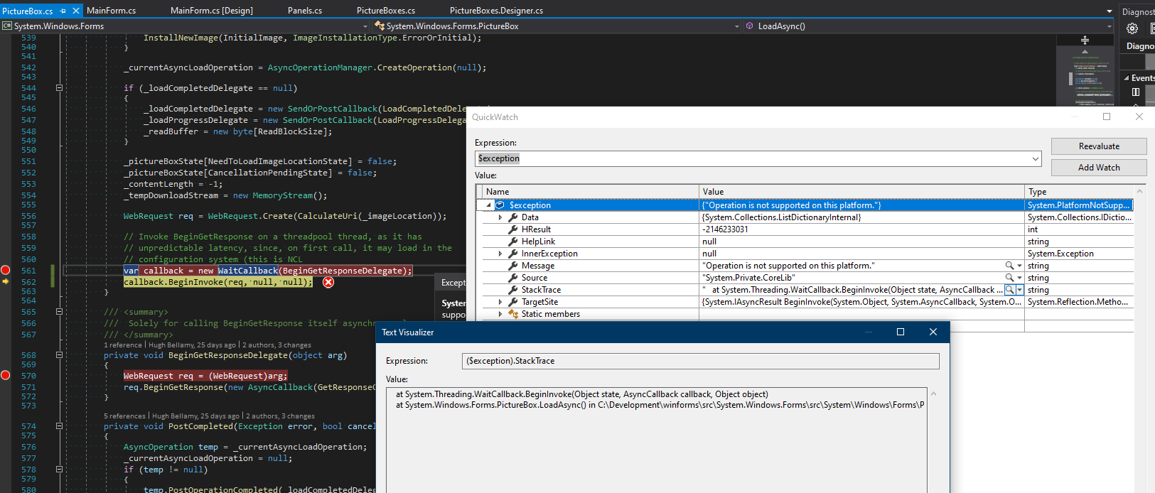 .NET Core 3.0 Preview 7 - PictureBox.LoadAsync throws an exception. "Operation is not supported ...