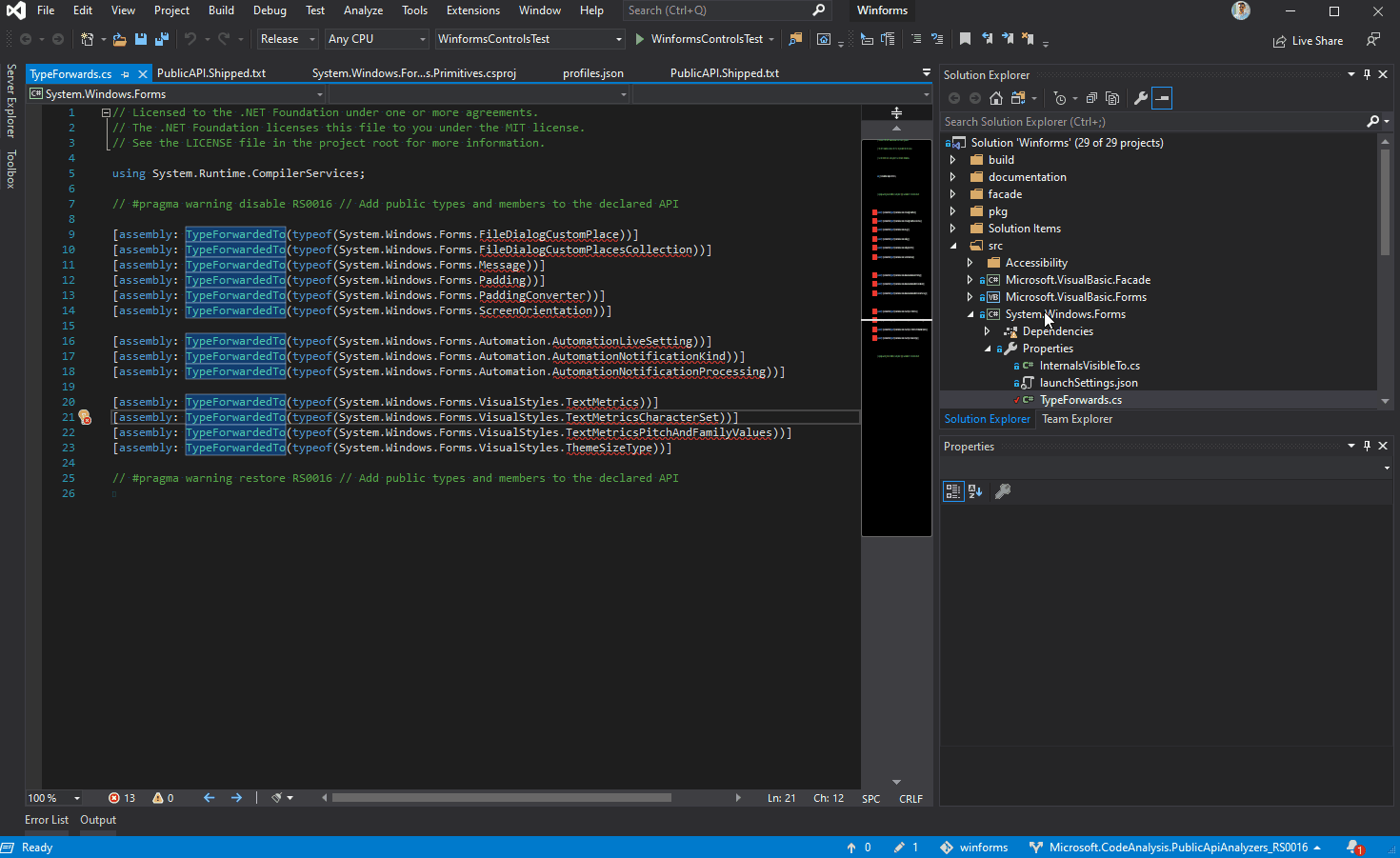 PublicApiAnalyzer RS0016 no quick action for forwarded types · Issue #3228 · dotnet/roslyn ...