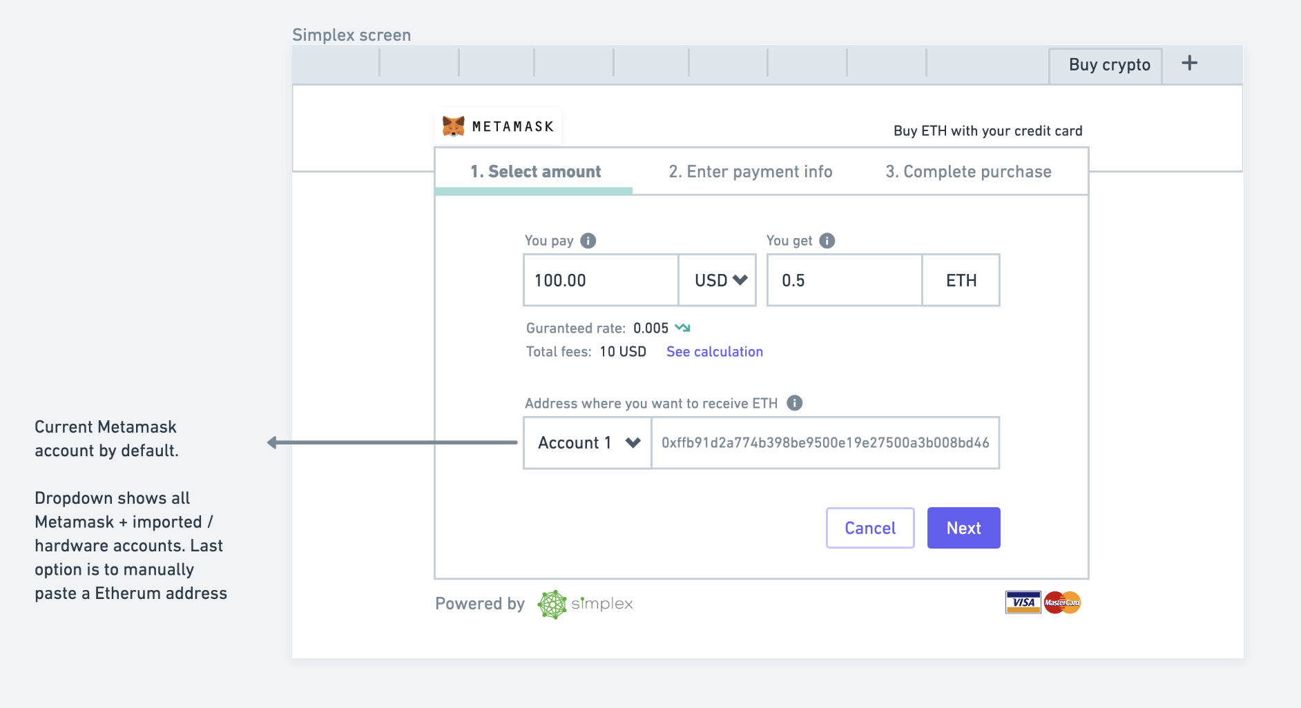 First screen for Simplex flow · Issue #90 · MetaMask/Design · GitHub