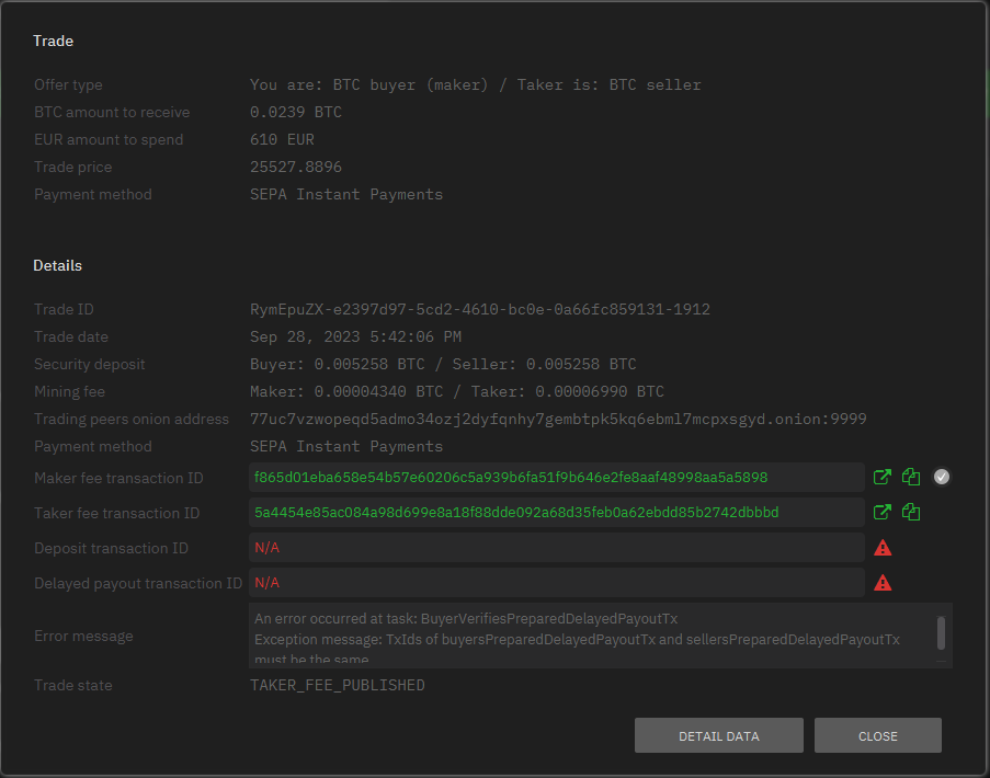 Fee reimbursement for trade RymEpuZX · Issue #1477 · bisq-network/support · GitHub