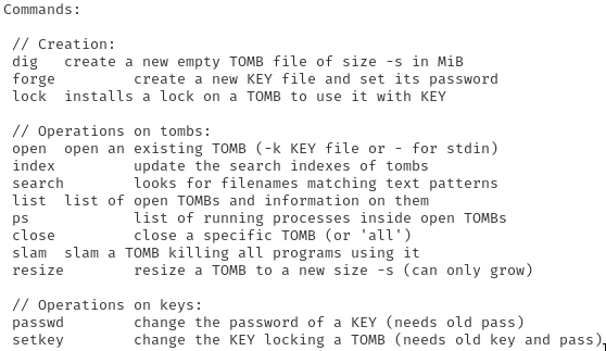 Misaligned usage message lines · Issue #335 · dyne/tomb · GitHub