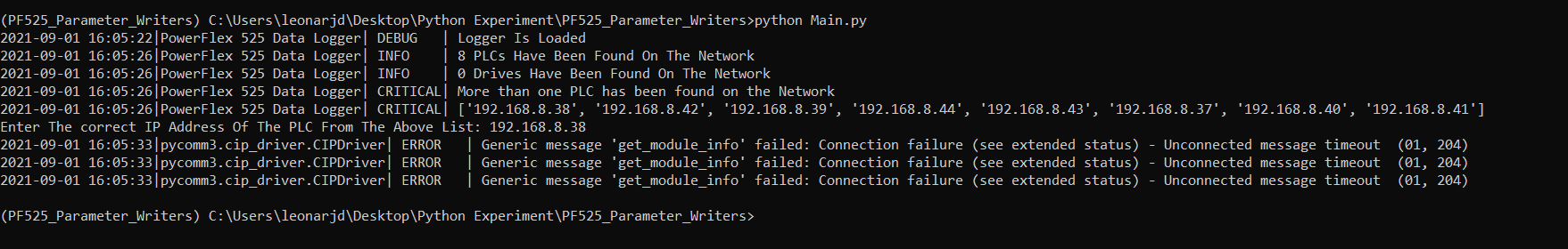Logging In Pycomm3 Stopping Try Except? · Issue #165 · ottowayi/pycomm3 · GitHub