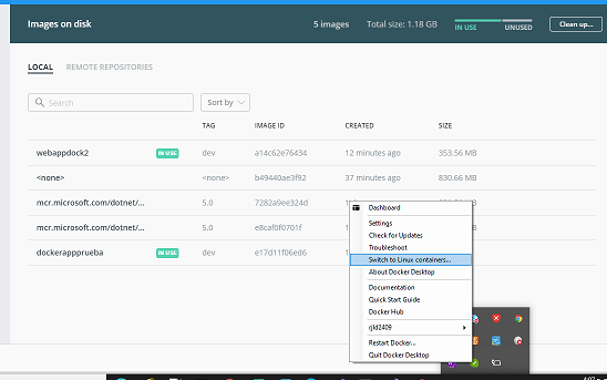 The command 'cmd /S /C dotnet restore "DockerAppPrueba/DockerAppPrueba.csproj"' returned a non ...