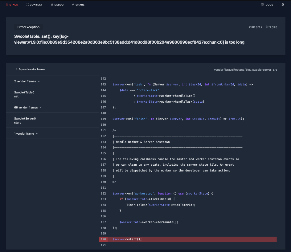 Octane cache driver does not support cache keys · Issue #191 · opcodesio/log-viewer · GitHub