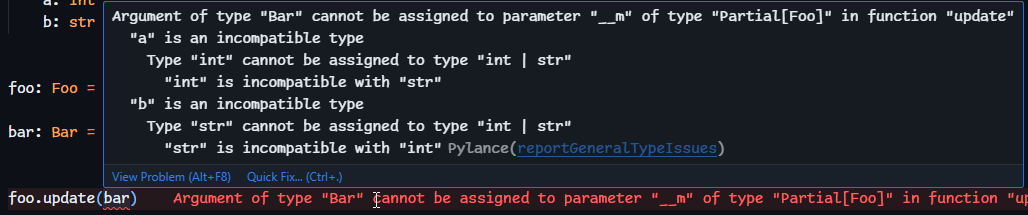 Invariance of TypedDict fields makes valid `.update` with another TypedDict fail · Issue #6246 ...