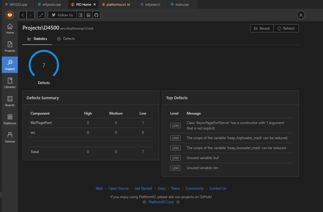 PIO Inspect Code Fails · Issue #792 · platformio/platform-espressif32 · GitHub