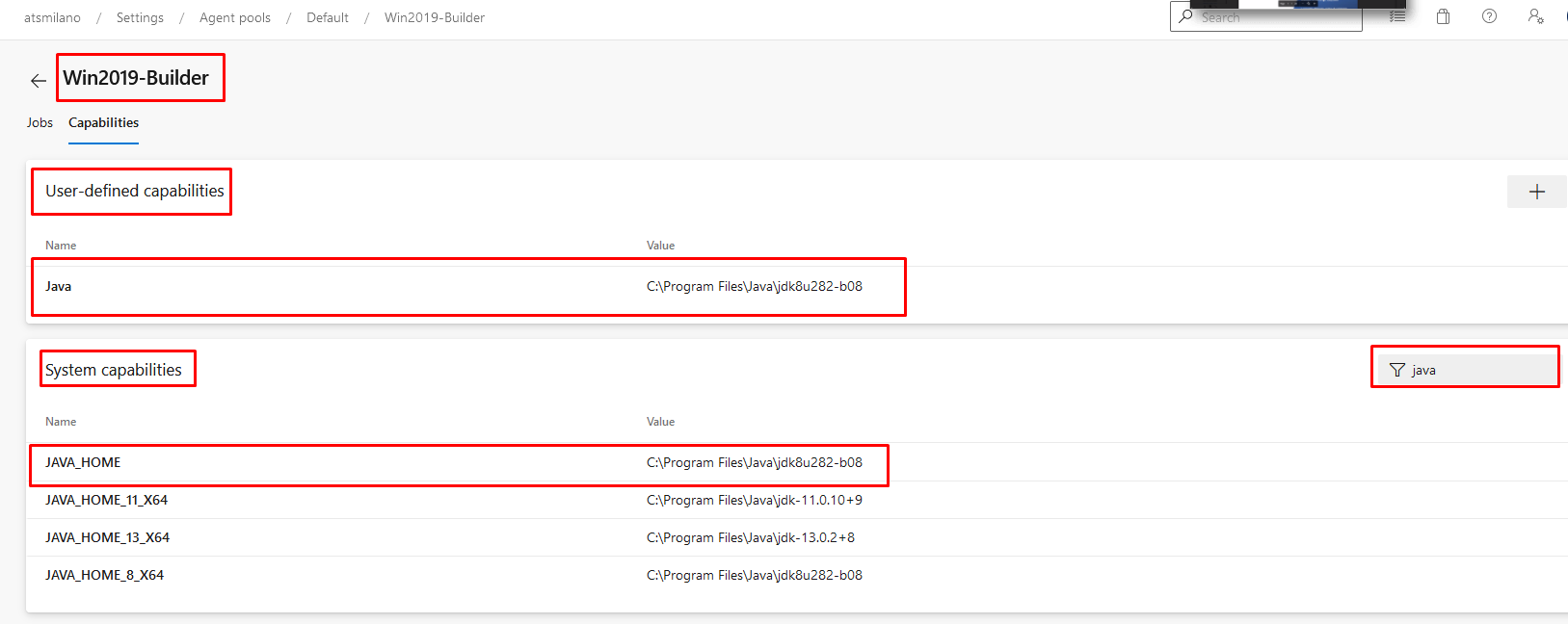 Sonarqube Task not working with Win2019 image. java version error: ##[error]No agent found in ...