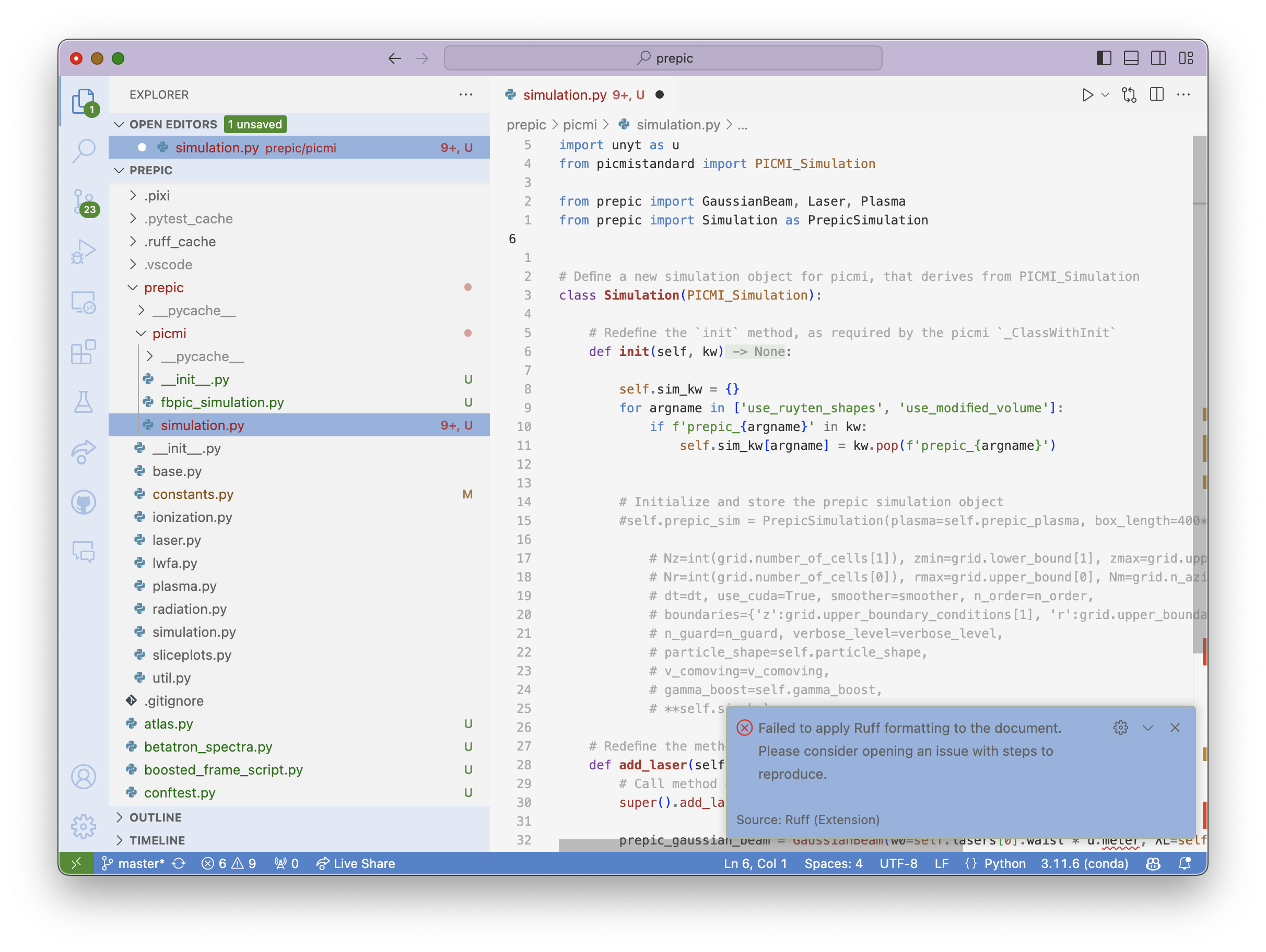 Faulted to apply Ruff formatting to the document · Issue #300 · astral ...