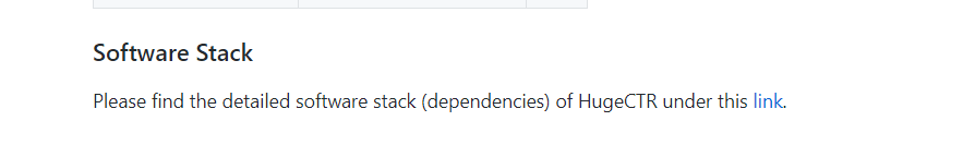 [BUG] Software Stack link is broken · Issue #209 · NVIDIA-Merlin/HugeCTR · GitHub