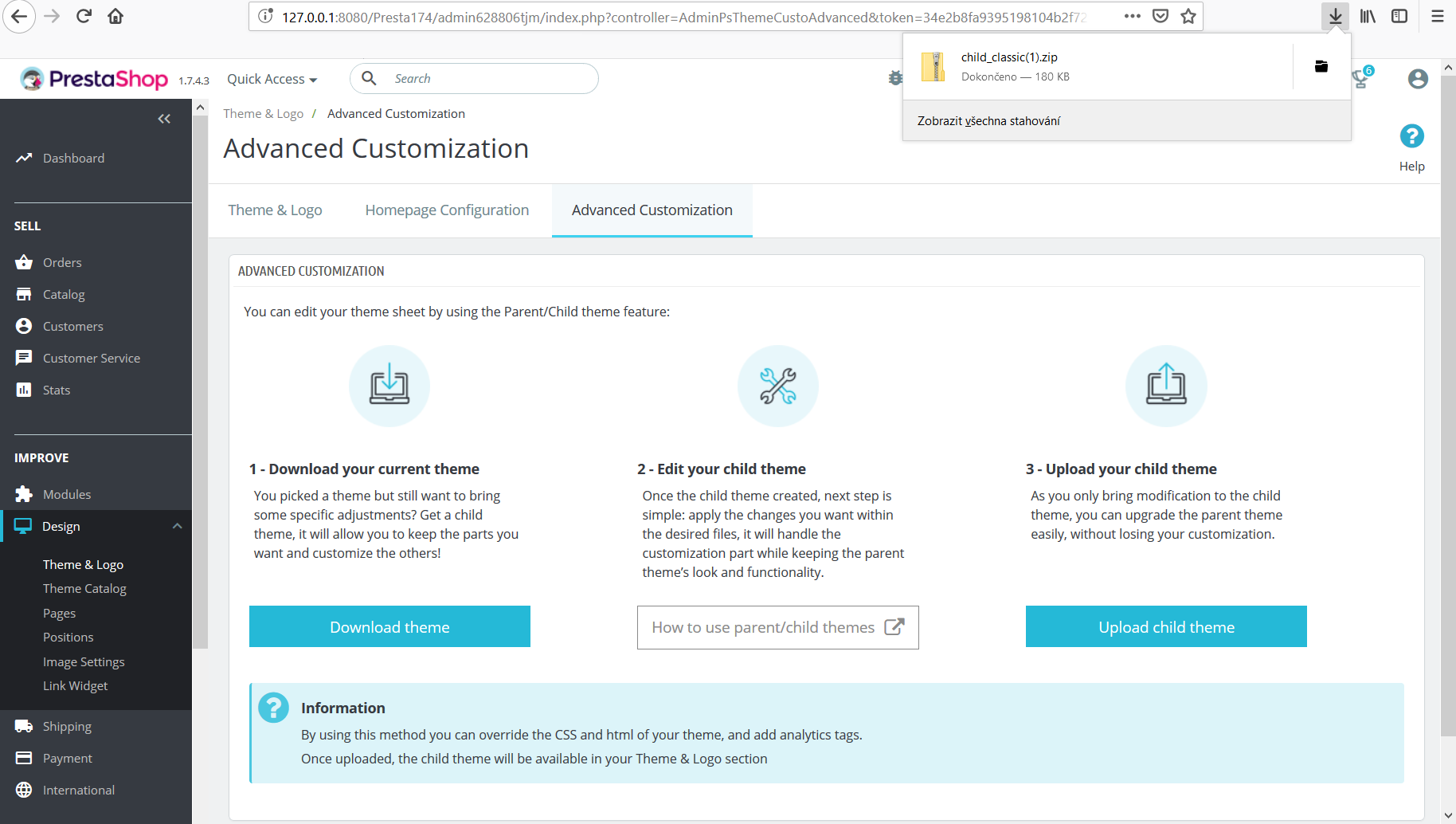 Upload child theme failed 1.7.4.3 · Issue #11428 · PrestaShop ...